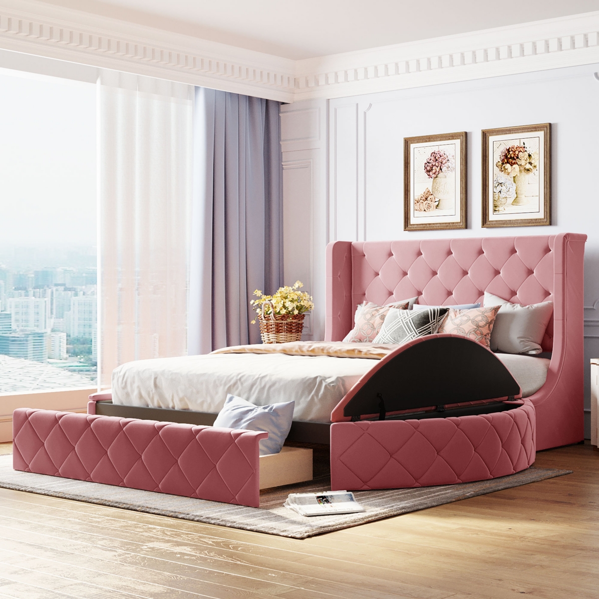 Click here for Streamdale Velvet Queen Storage Platform Bed with... prices