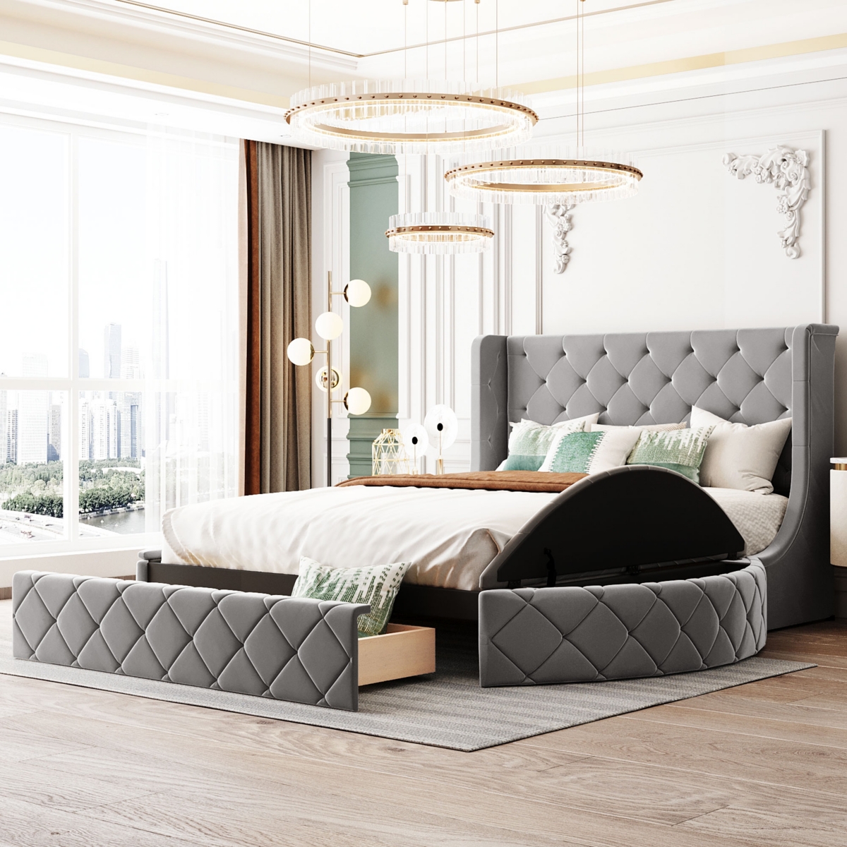 Click here for Streamdale Velvet Queen Storage Platform Bed with... prices