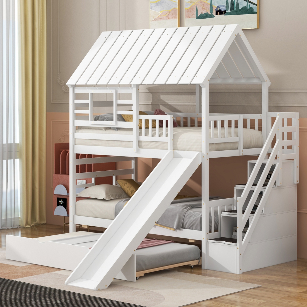 Click here for Simplie Fun Gray House Bunk Bed with Trundle  Slid... prices