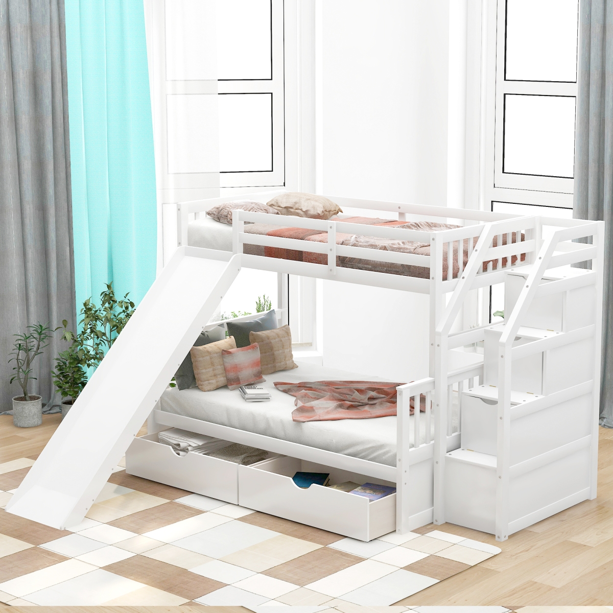 Click here for Simplie Fun Twin Over Full Bunk Bed With Drawers... prices