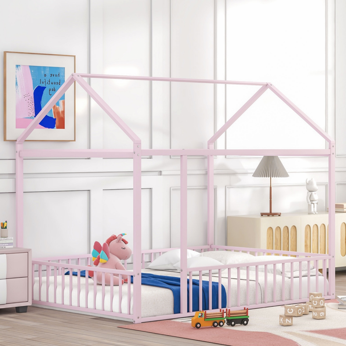 Click here for Streamdale Metal House Bed Frame with Fence for Ki... prices