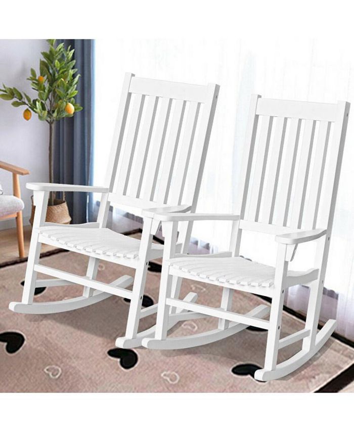 Slickblue Indoor Outdoor Wooden High Back Rocking Chair - Macy's
