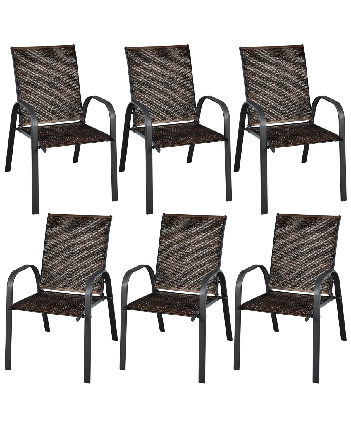 Click here for Gymax 6PCS Outdoor Pe Wicker Stacking Dining Chair... prices