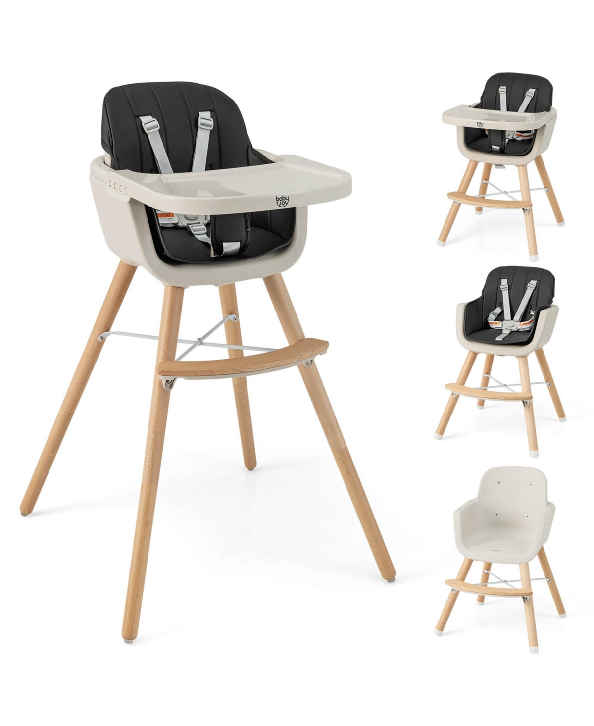 Click here for Costway Toddler 3 in 1 Convertible Wooden High Cha... prices