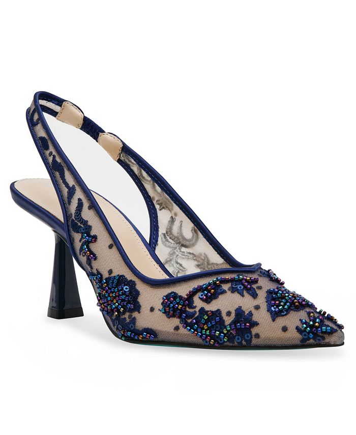 Betsey Johnson Women's Nikki Embroidered Slingback Evening Pumps - Macy's
