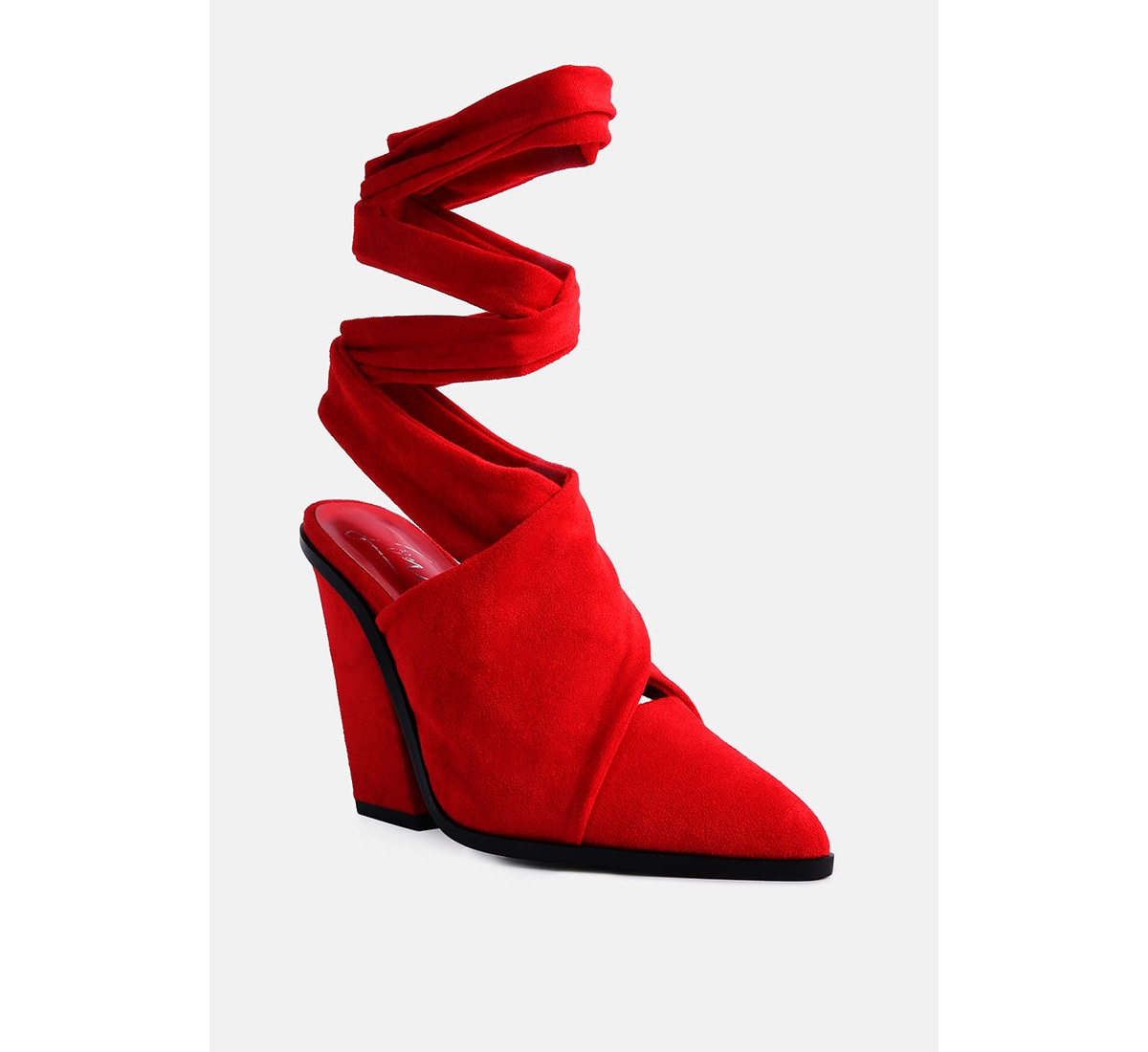 Click here for Mama Fav Lace Up Block Heel Mules Women - Red prices