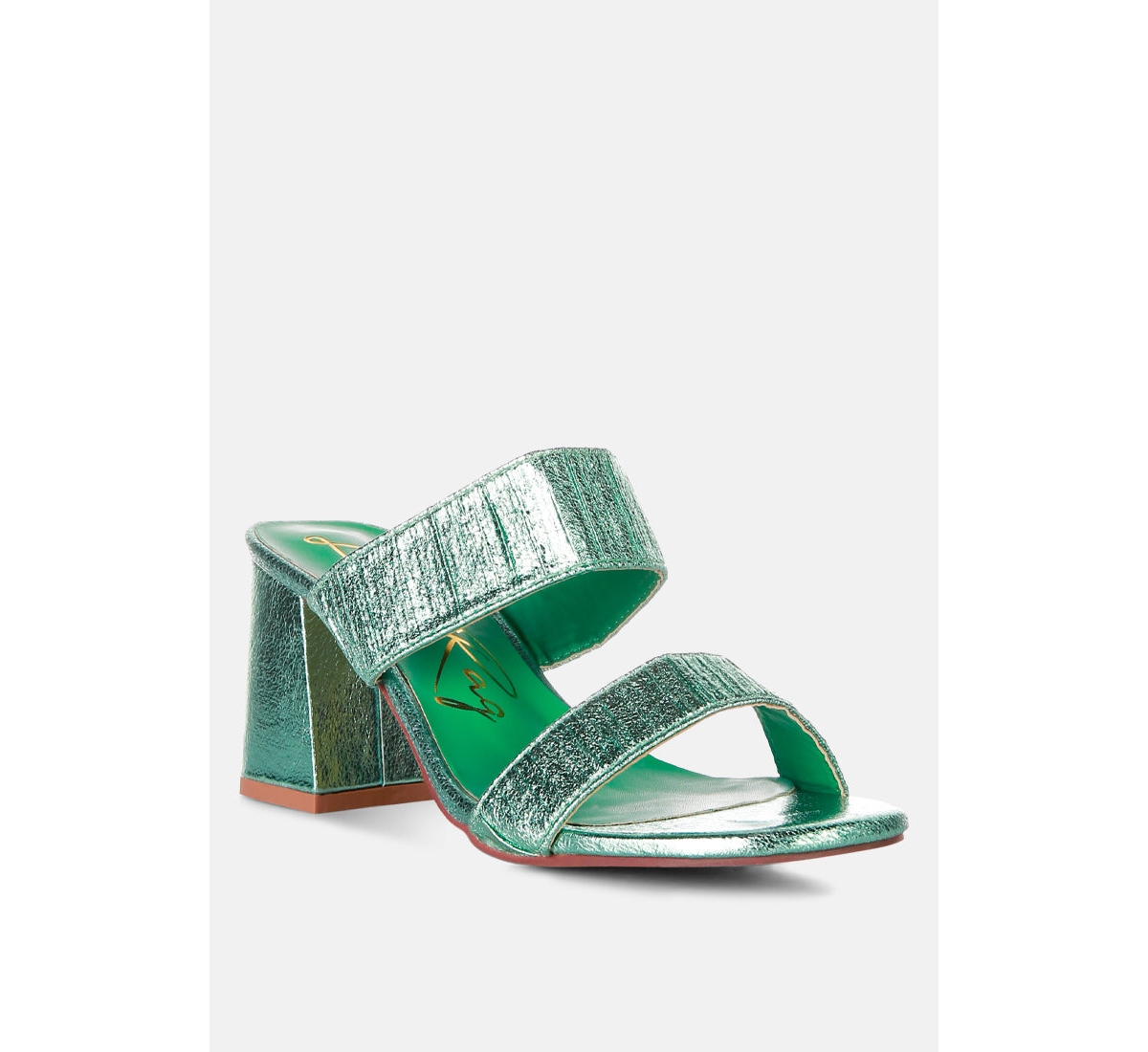 Click here for giblet metallic slip on block heels - Green prices