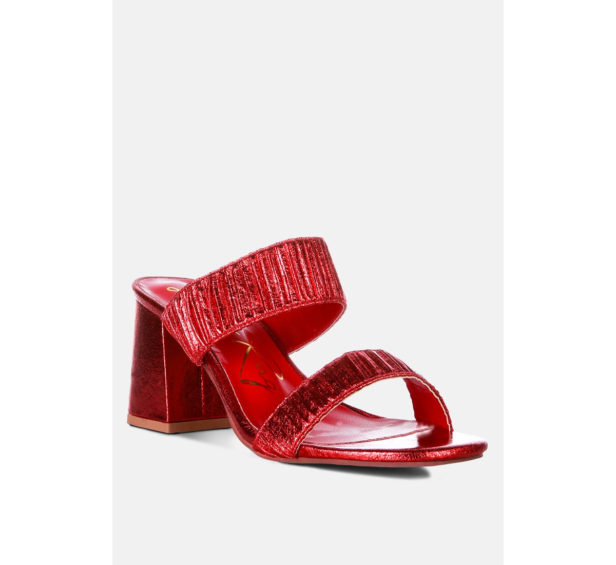 Click here for giblet metallic slip on block heels - Red prices