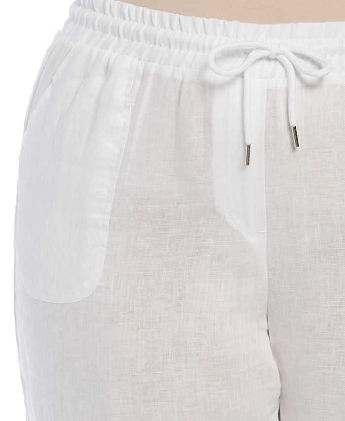Rafaella Plus Size Wide Leg Drawstring Linen Pants - Macy's