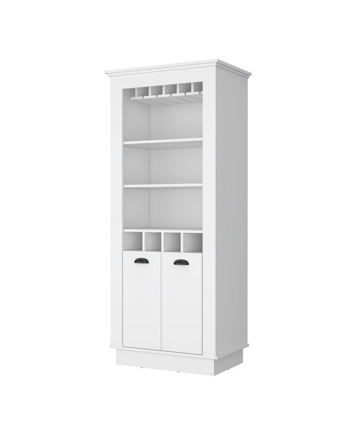 FM FURNITURE Hampton Bar Cabinet with 4-Built In Wine Rack, Glass ...