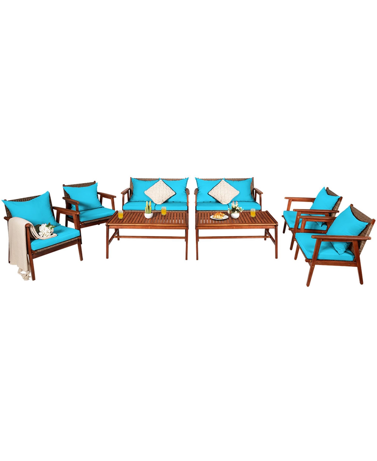 Click here for Costway 8PCS Patio Rattan Furniture Set Acacia Woo... prices