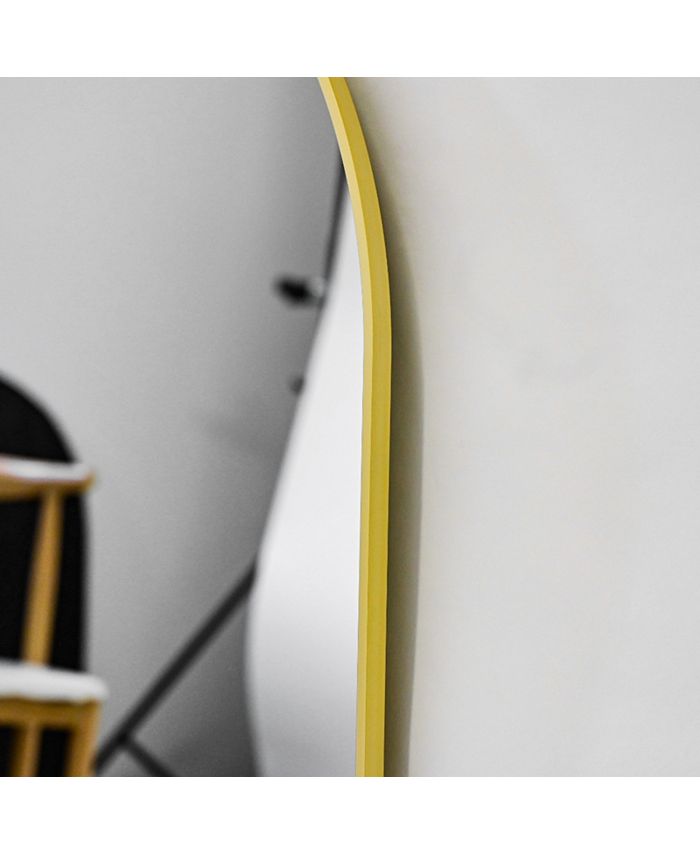 HOMLUX 24"x36" Rounded Rectangle Wall Mirror with Gold Aluminum Alloy ...