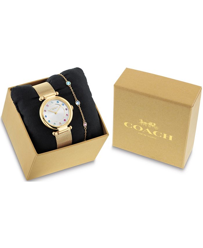 COACH Women's Cary Gold-Tone Stainless Steel Watch Set 34mm - Macy's