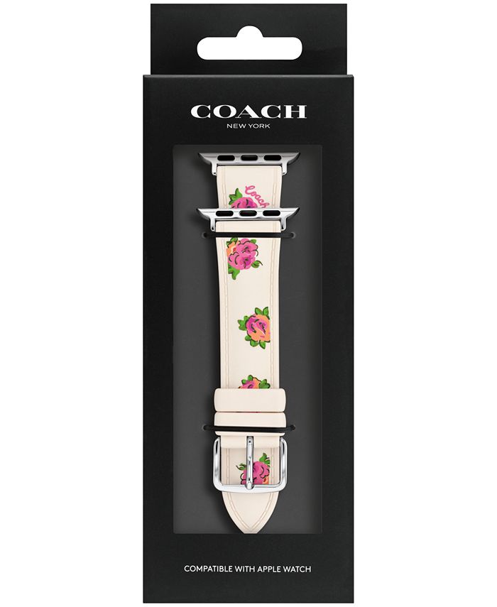 COACH Women's Chalk Floral Print Silicone Strap for Apple Watch 38mm ...
