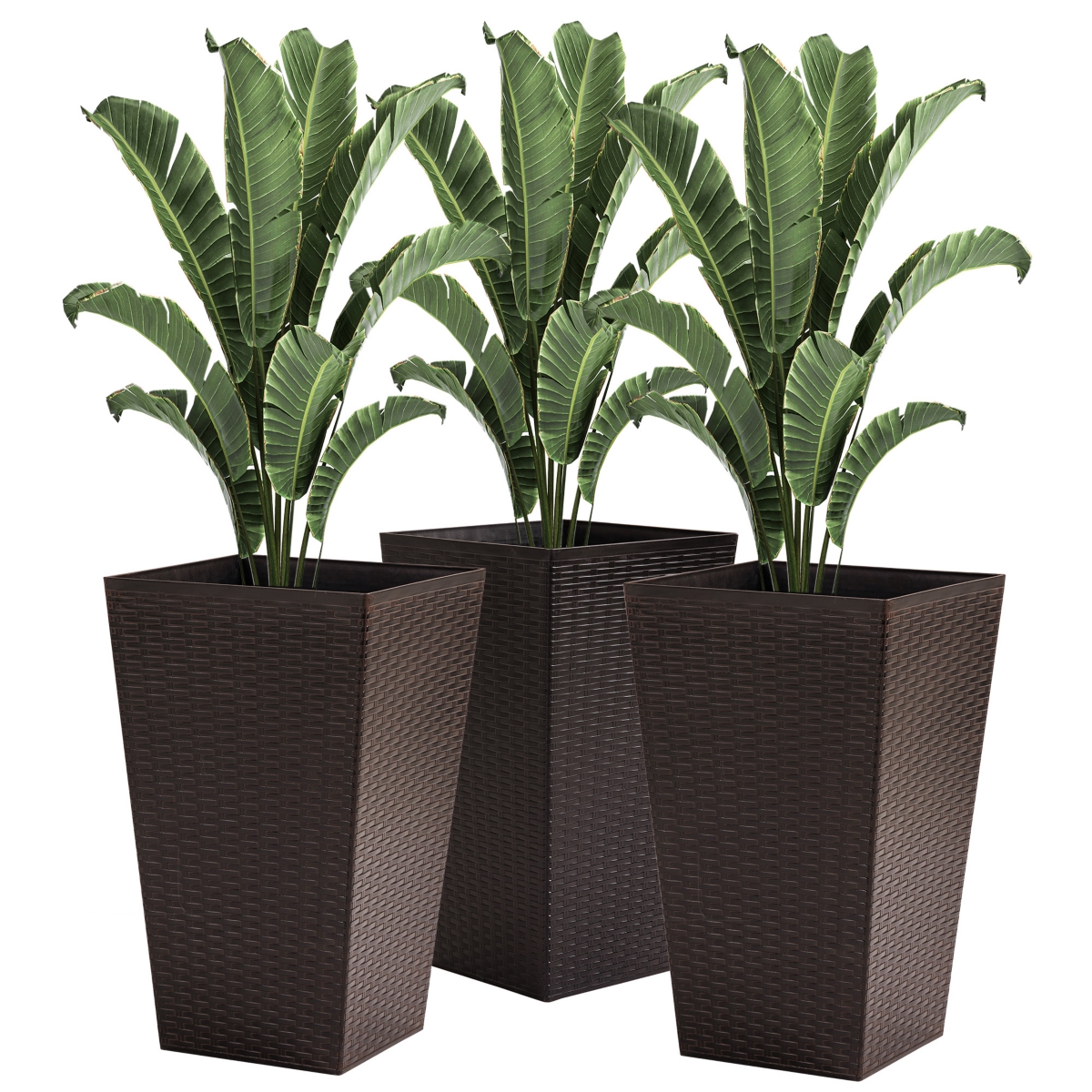 Click here for Stylish Rattan-Like Set of 3 Self-Draining Planter... prices