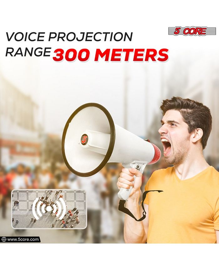 5 Core Megaphone Bullhorn Speaker 40W Bull Horn Rechargeable Cheer ...