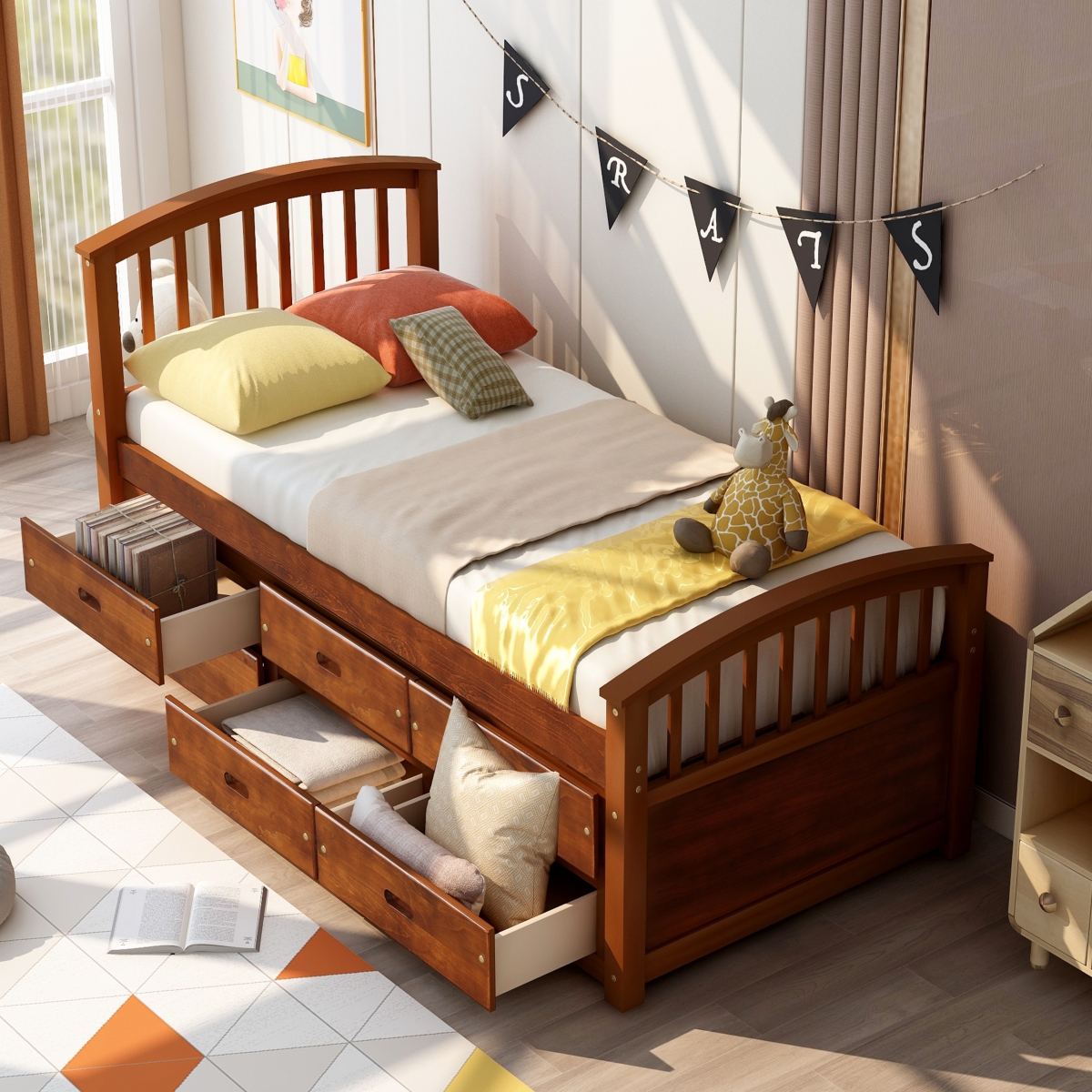 Click here for Streamdale Twin Size Platform Storage Bed Solid Wo... prices
