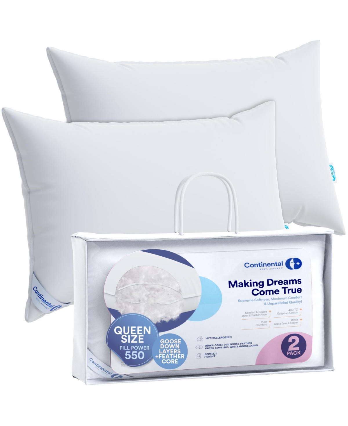 Click here for Continental Bedding Down Feather Down Pillows Quee... prices