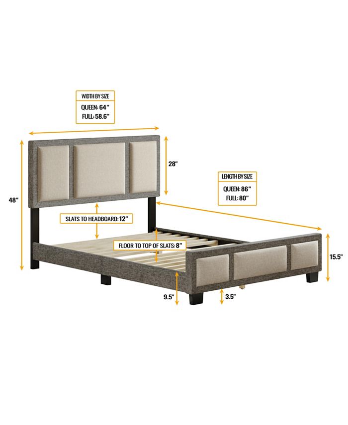 Boyd Sleep Triptych Upholstered Platform Bed Frame - Macy's