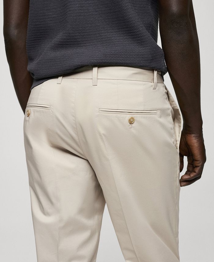 MANGO Men's Slim-Fit Cotton Pleated Pants - Macy's