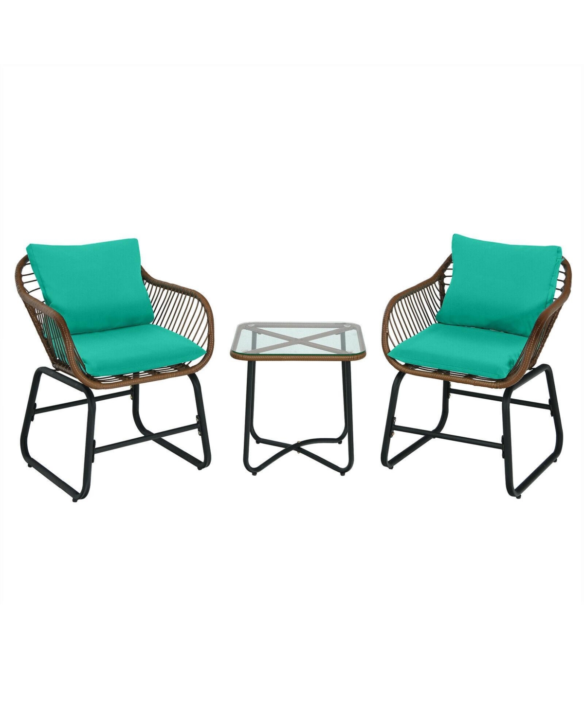 Click here for Slickblue 3 Pieces Patio Rattan Bistro Set Cushion... prices