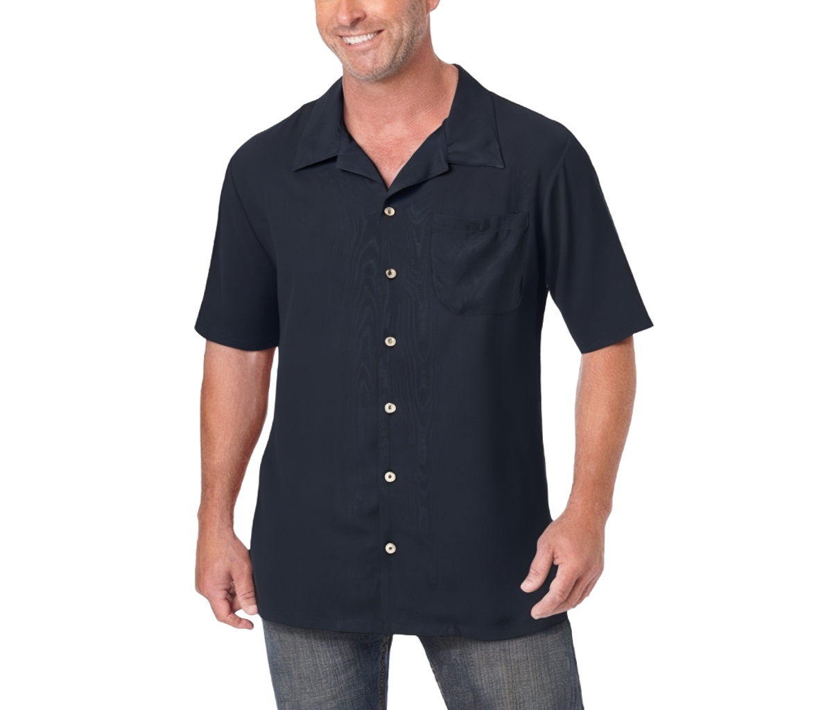 Click here for KingSize Tall Ks Island Solid Camp Shirt - Black prices