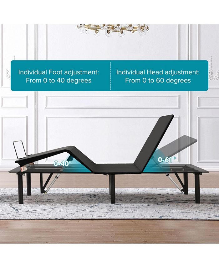 Simplie Fun Split King Size Adjustable Bed Base/Bed Frame with Motorized Head and Foot Incline ...