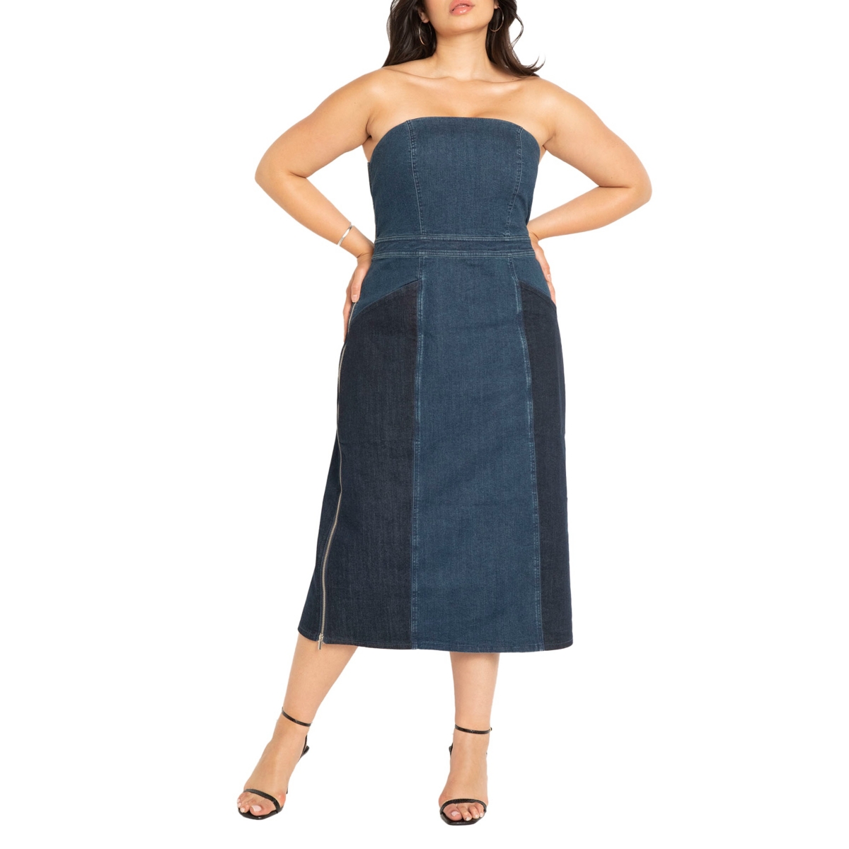 Click here for Eloquii Womens Plus Size Strapless Denim Dress - M... prices
