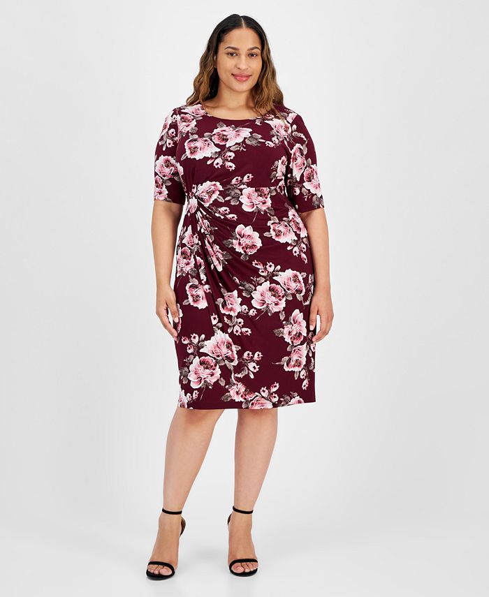 Connected Plus Size Printed Side-Tab Dress - Macy's