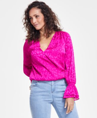 I.N.C. International Concepts Women's Ruffle Surplice Blouse, Created ...