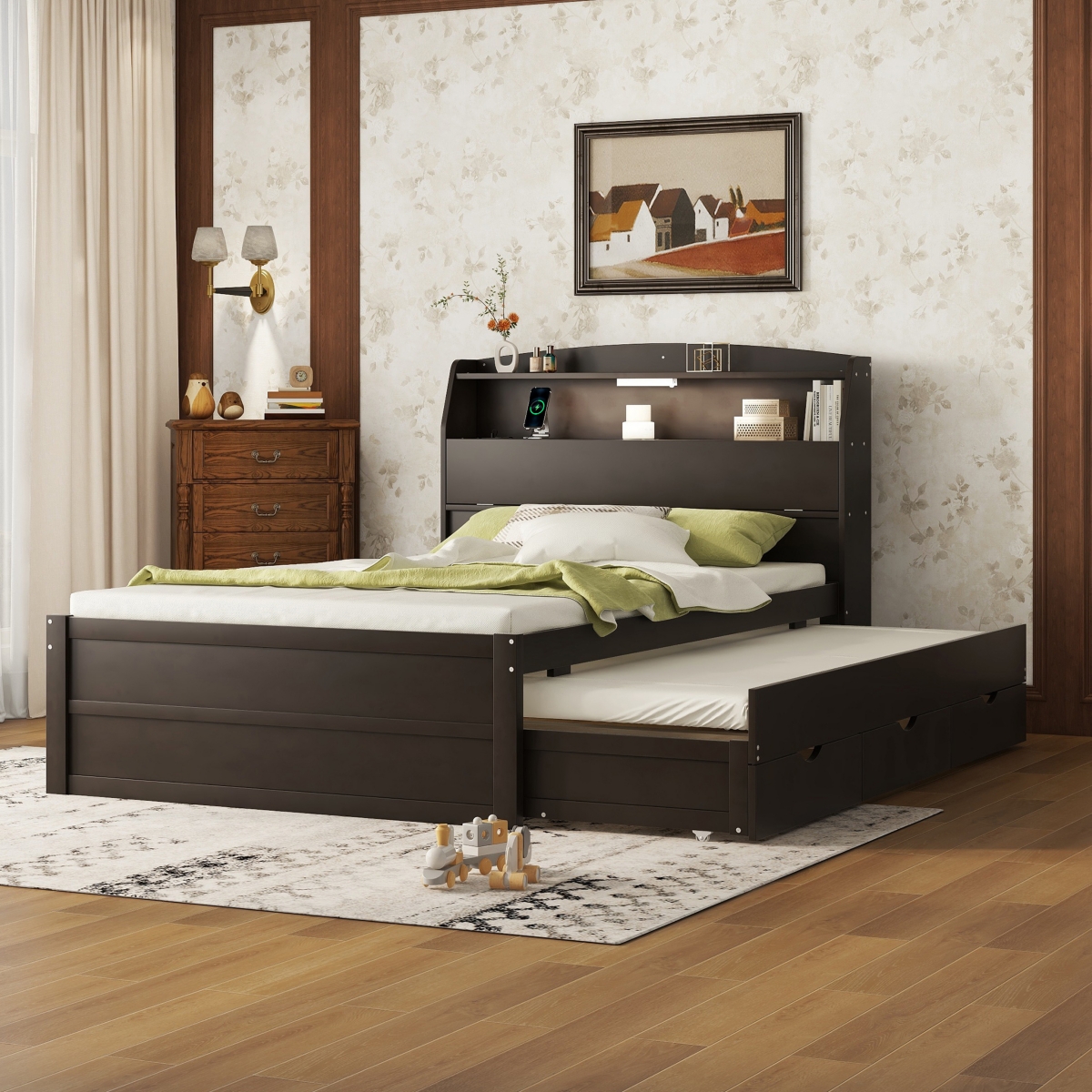 Click here for Streamdale Full-Size Led Bed with Trundle and Stor... prices
