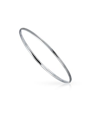 Bling Jewelry Plain Simple Dome Edge Layering Stacking Thin 2MM Shinny Sterling Silver Bangle ...