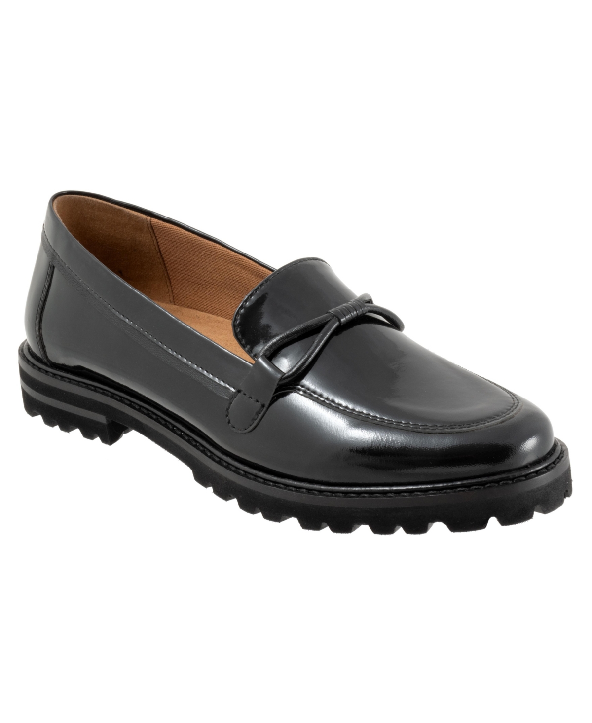 Click here for Trotters Fiora Flat - Black patent prices