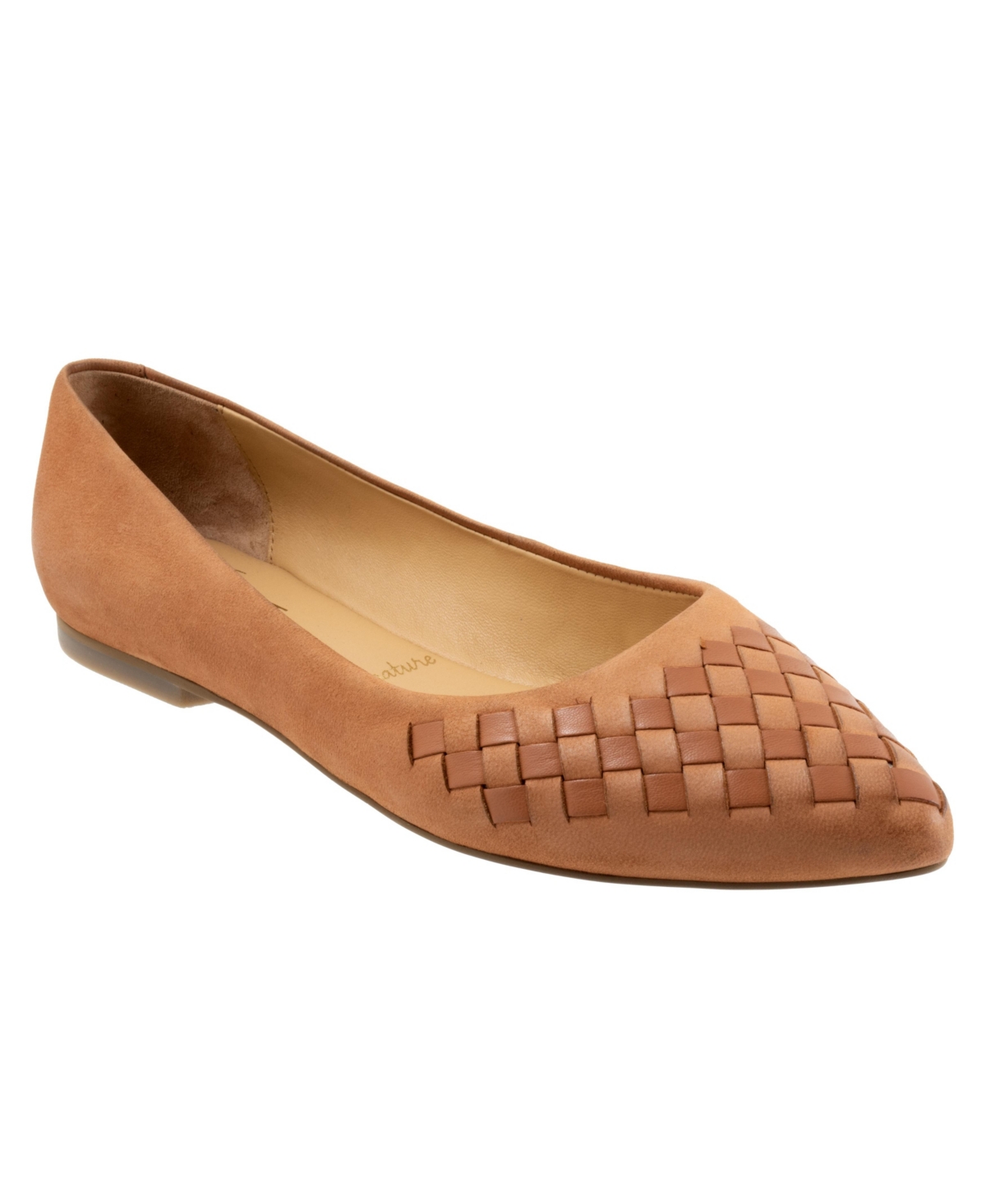 Trotters Estee Woven Flat - Luggage nubuck