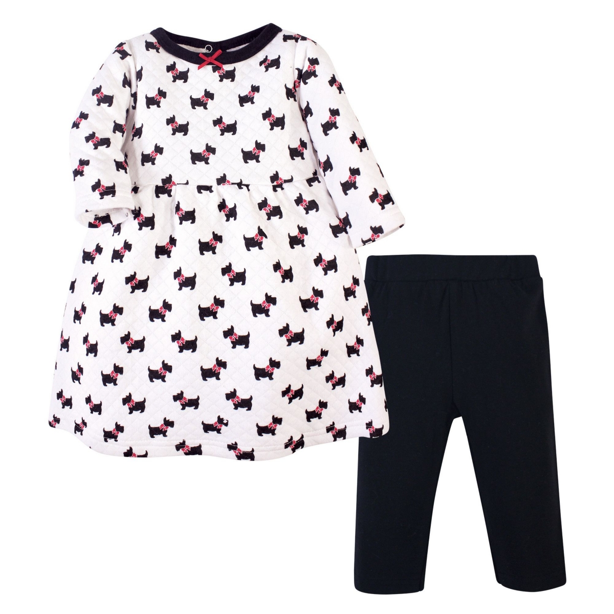 Click here for Hudson Baby Quilted Cotton Dress and Leggings - Bl... prices
