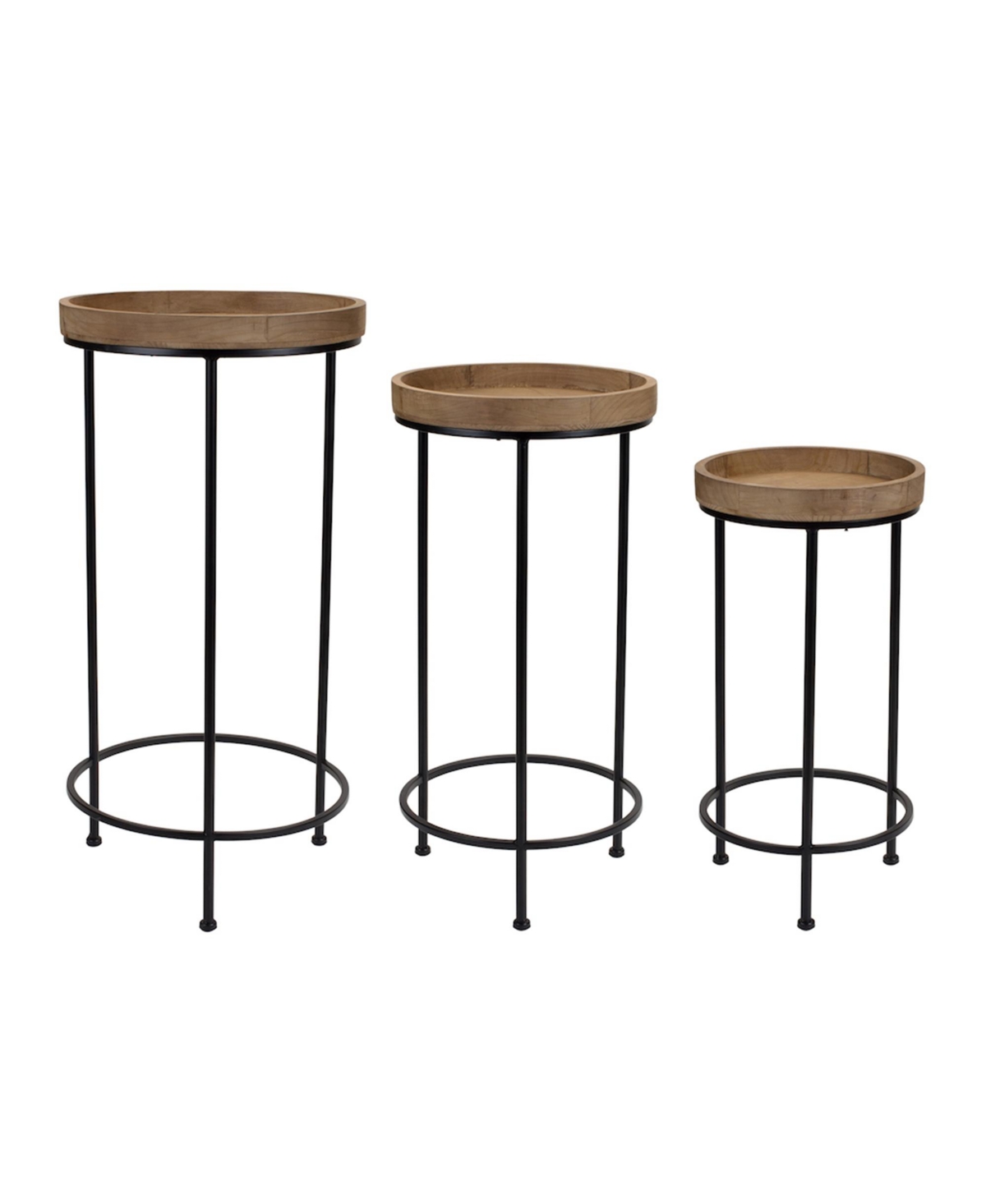 Click here for Slickblue Round Wood And Metal Plant Stand Table (... prices
