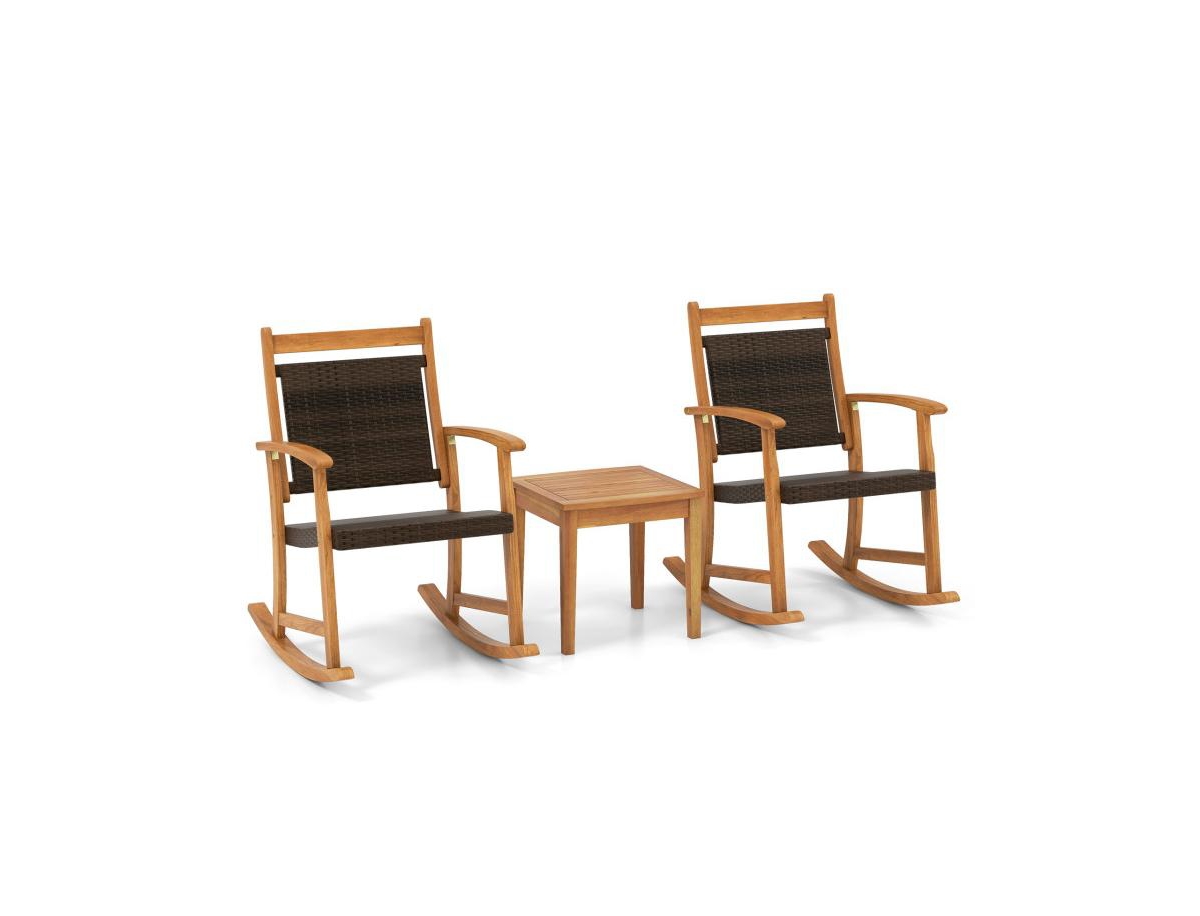 Click here for Slickblue 3 Pieces Acacia Wood Patio Rocking Chair... prices
