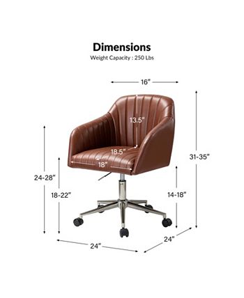 Hulala Home Mid-century Lucia Task Chair with Channel-shaped tufted ...