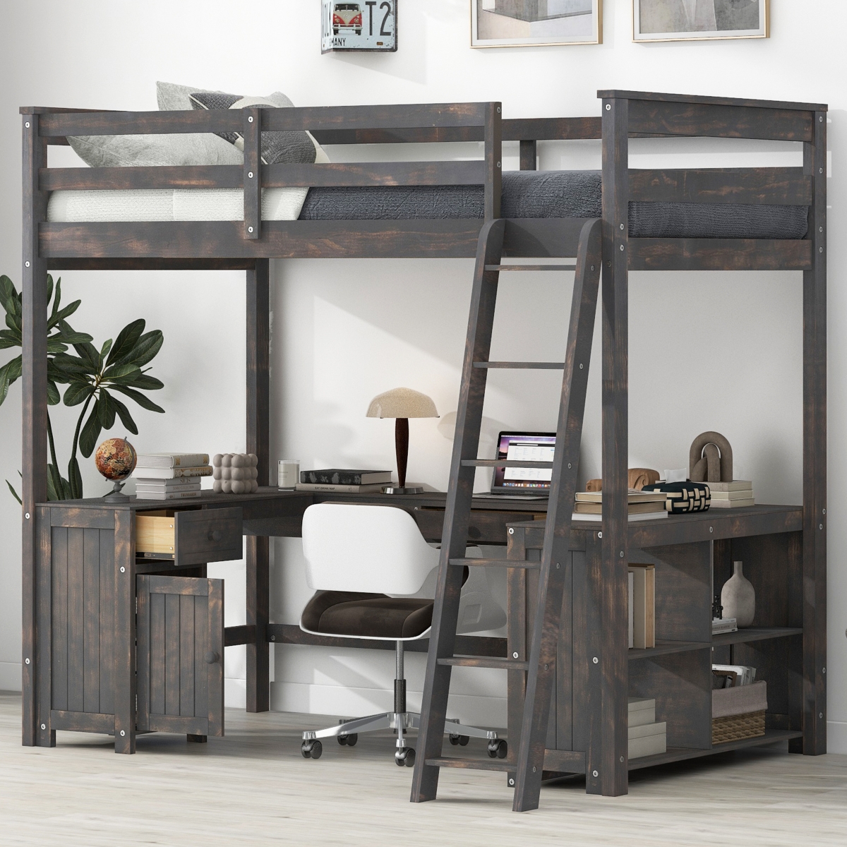 Click here for Streamdale U-Shape Loft Bed with Drawers and Shelv... prices