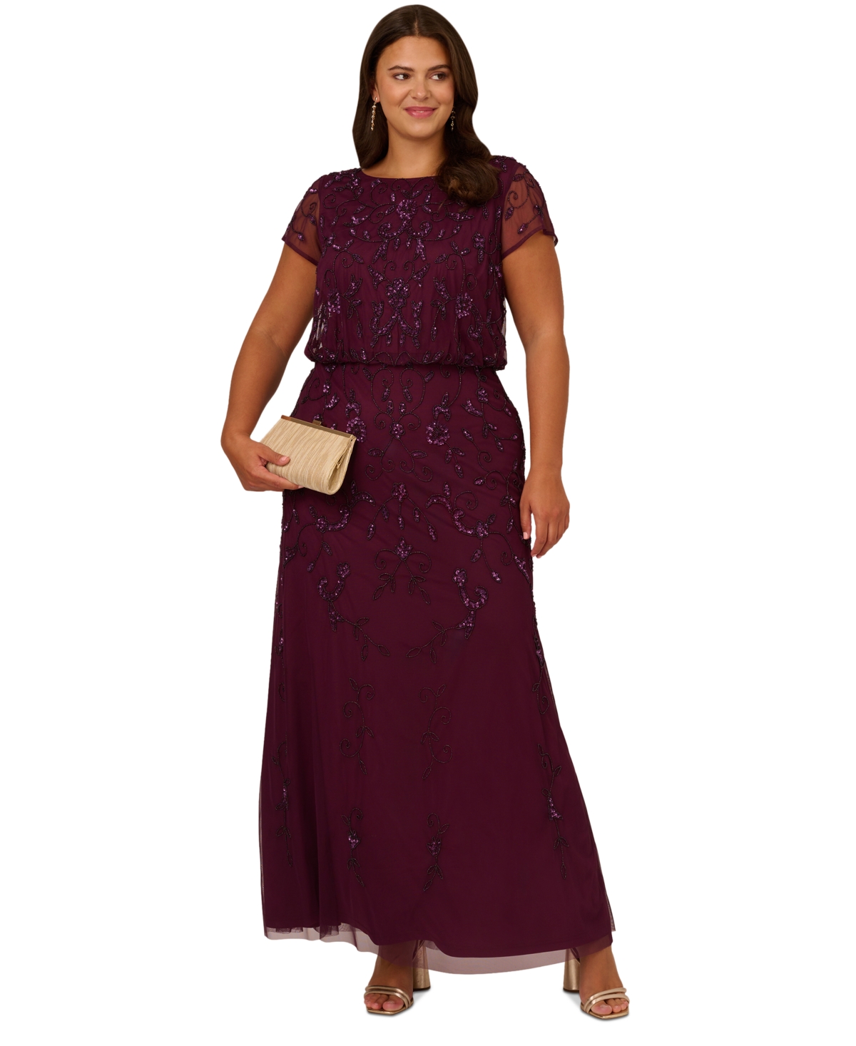 Click here for Adrianna Papell Plus Size Sequined-Mesh Evening Go... prices