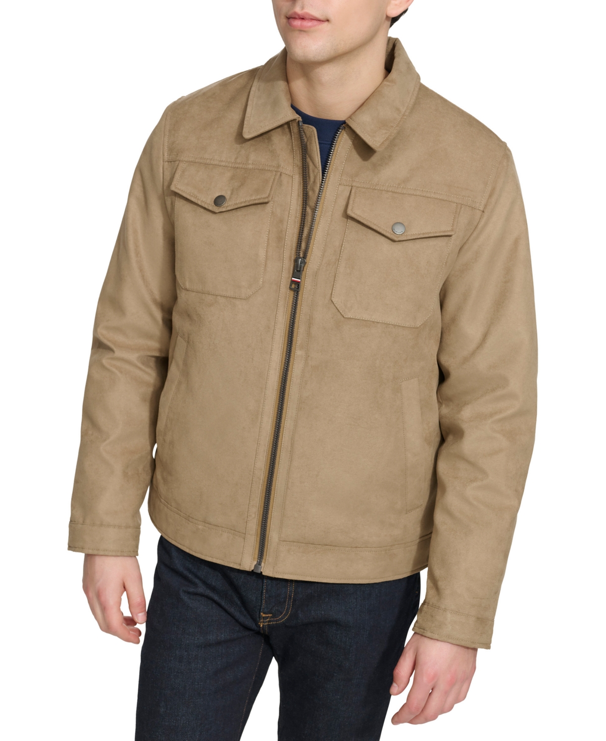 Click here for Tommy Hilfiger Mens Faux Suede Trucker Jacket - Ta... prices