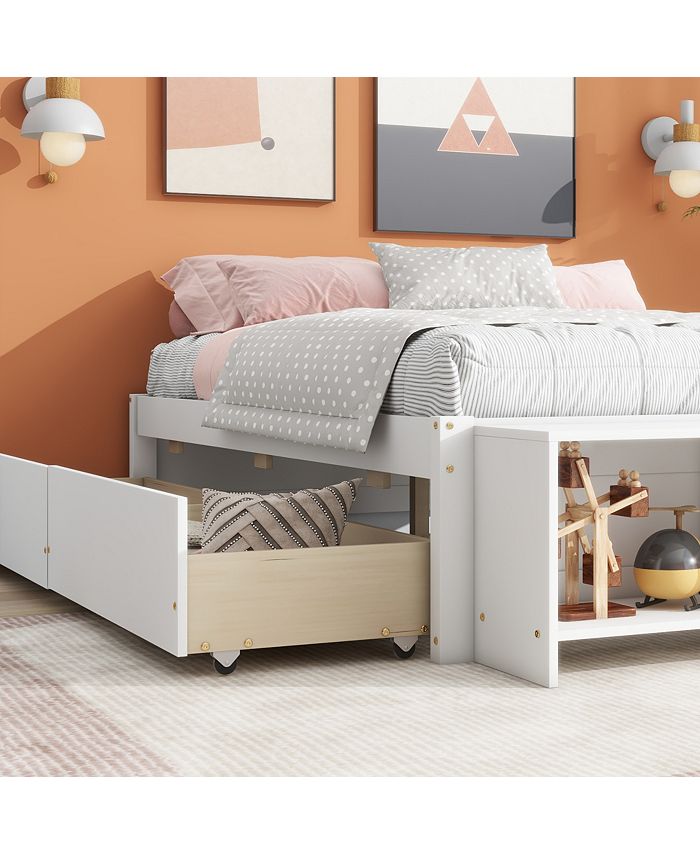 Simplie Fun Full Size Bed With Storage Case, 2 Storage Drawers ...