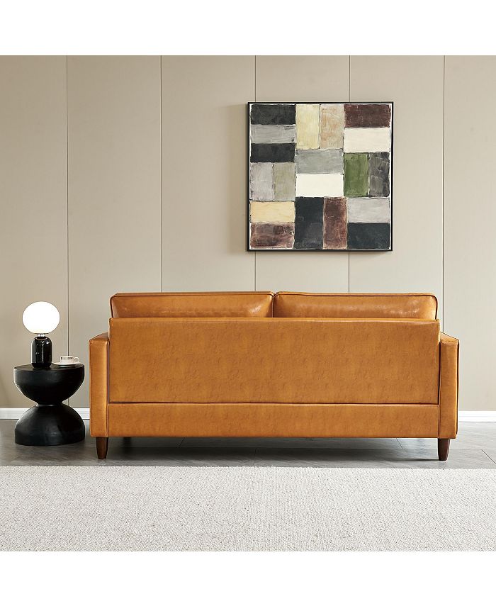 Simplie Fun Modern Mid-Century Leather Sofa (Khaki) - Macy's