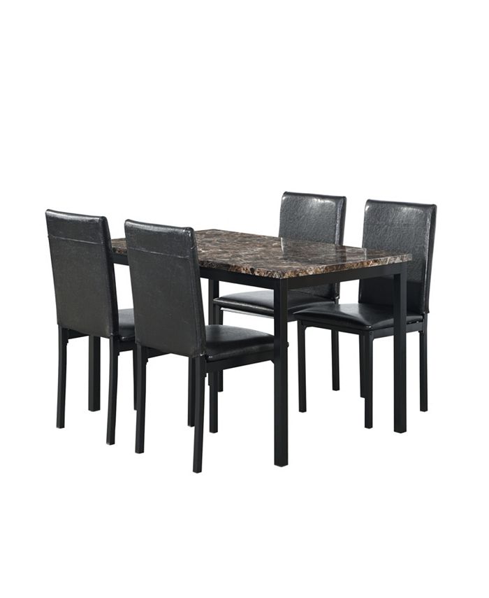 Simplie Fun Furniture 5 Piece Metal Dinette Set With Faux Marble Top ...