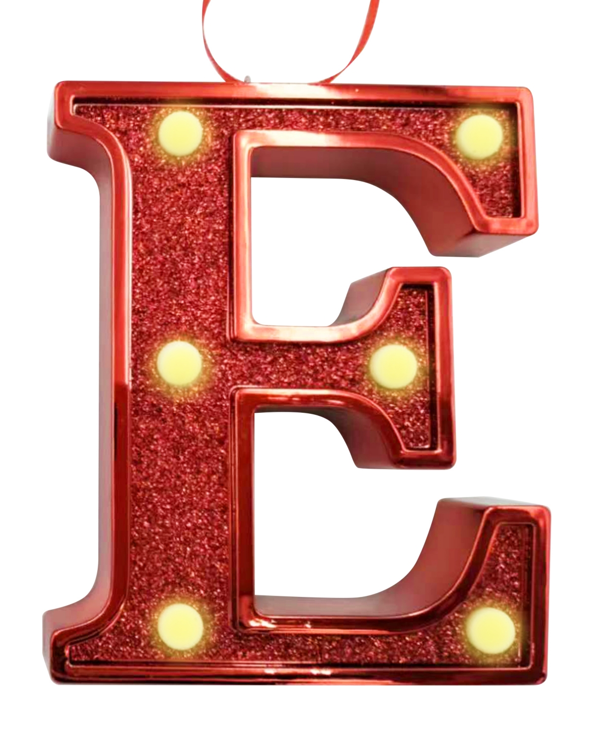Click here for Ganz Light Up Initial Red Glitter Ornament - E prices