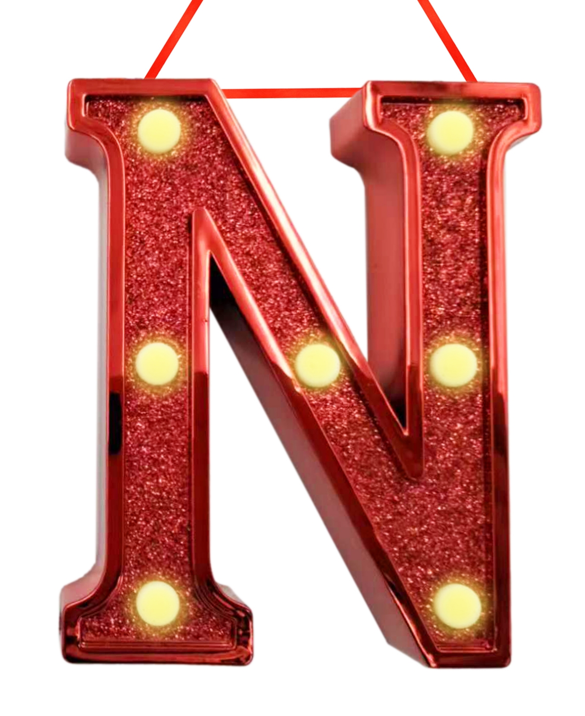 Click here for Ganz Light Up Initial Red Glitter Ornament - N prices
