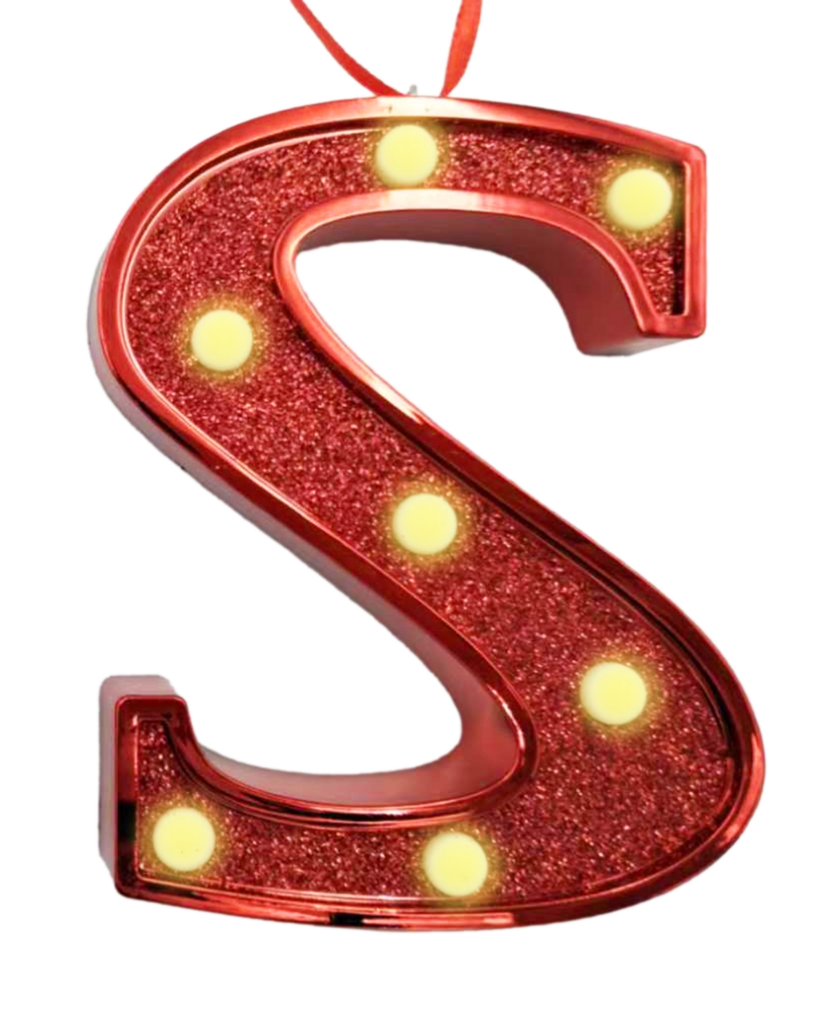 Click here for Ganz Light Up Initial Red Glitter Ornament - S prices