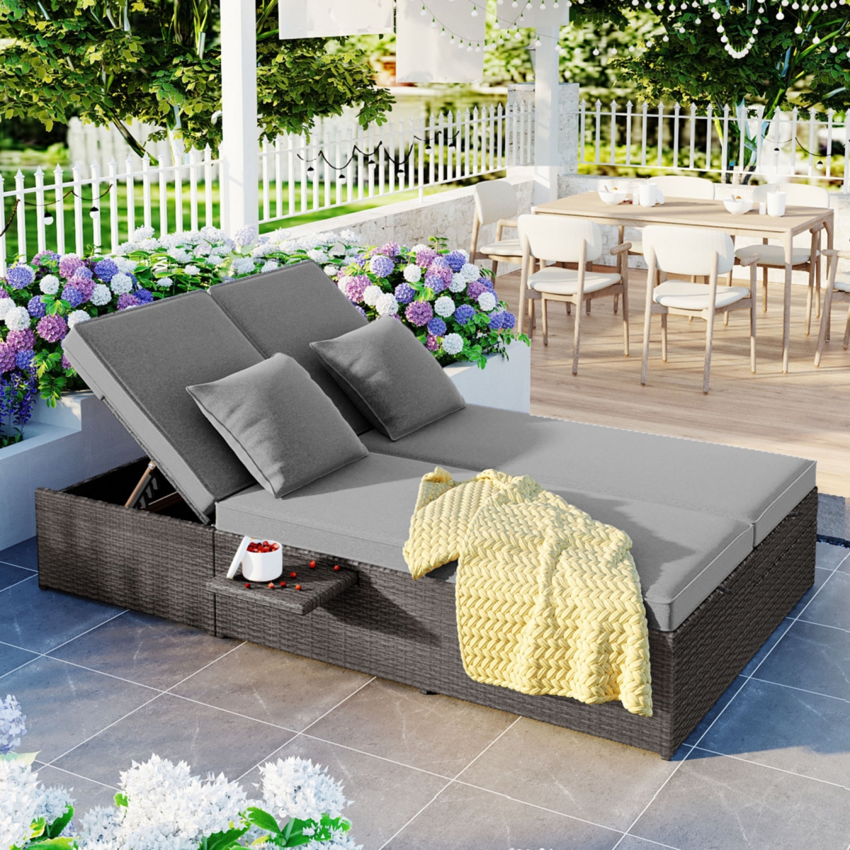 Click here for Streamdale Furniture Gray Wicker Rattan Double Sun... prices