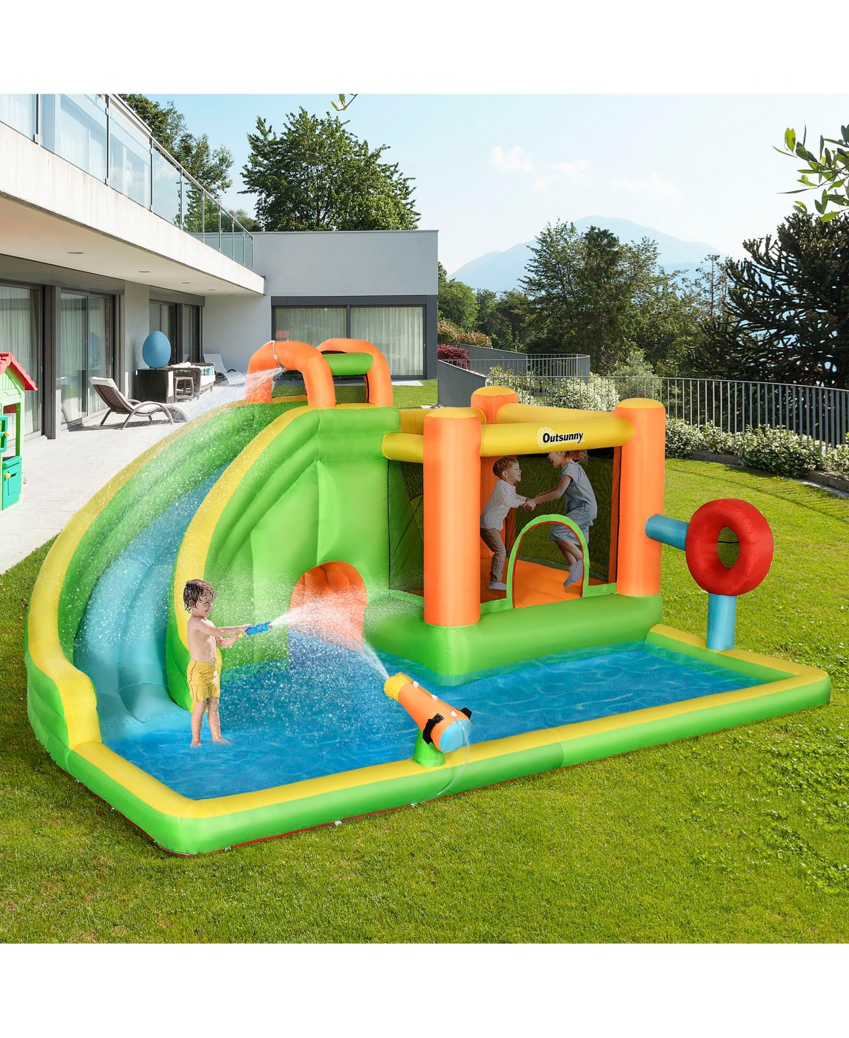 Click here for Outsunny 7-in-1 Backyard Inflatable Bounce House W... prices