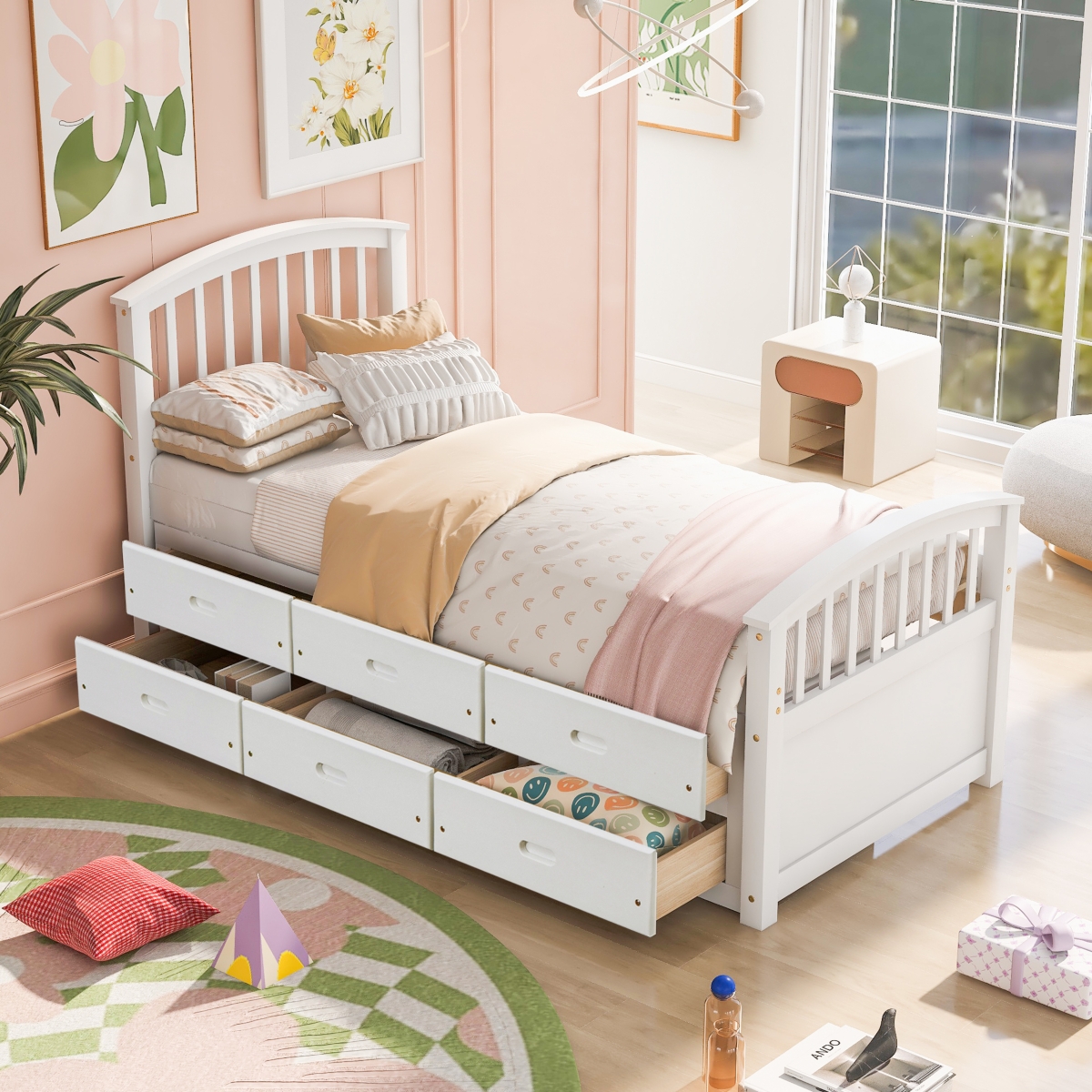 Click here for Streamdale Twin Size Platform Storage Bed Solid Wo... prices